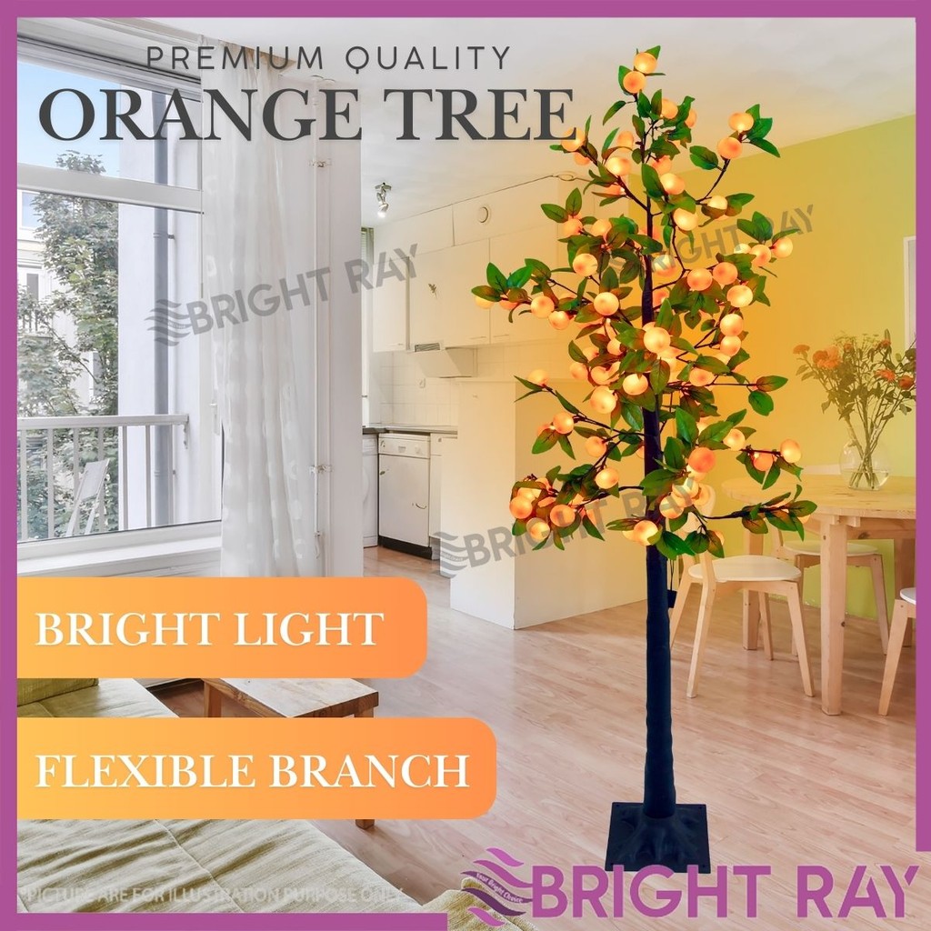 180CM LED Orange Tree CNY Lighted Tree Mandarin Orange Fairy Light Tree ...
