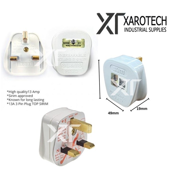 1pcs Unbreakable Plug Top 13A (SIRIM APPROVE) 3-Pin Plug Top Fused ...