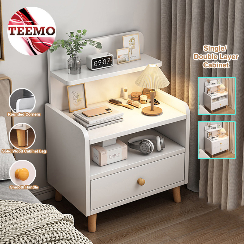 Teemo Single/Double Layer Storage Cabinet Heightened Bedside Rack ...