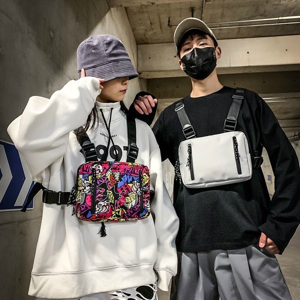 in stock Vest Bag Chest Rig Bag Graffiti Hip-Hop Chest Bags For Men ...