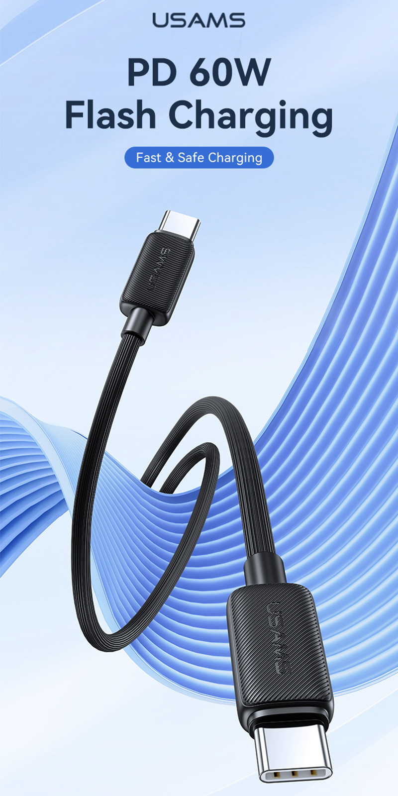 USAMS SJ691 USB-C To USB Type-C to Type-C C2C CtoC USB PD3.0 60W PD60W ...