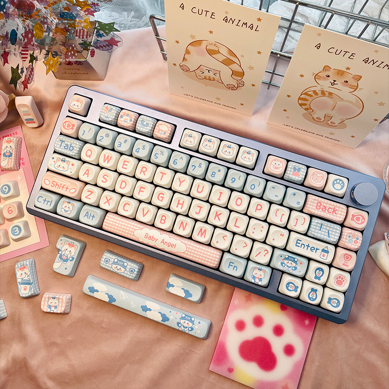 Baby Angel Keycaps Thai Cute Cats MOA Profile PBT Material DYE ...