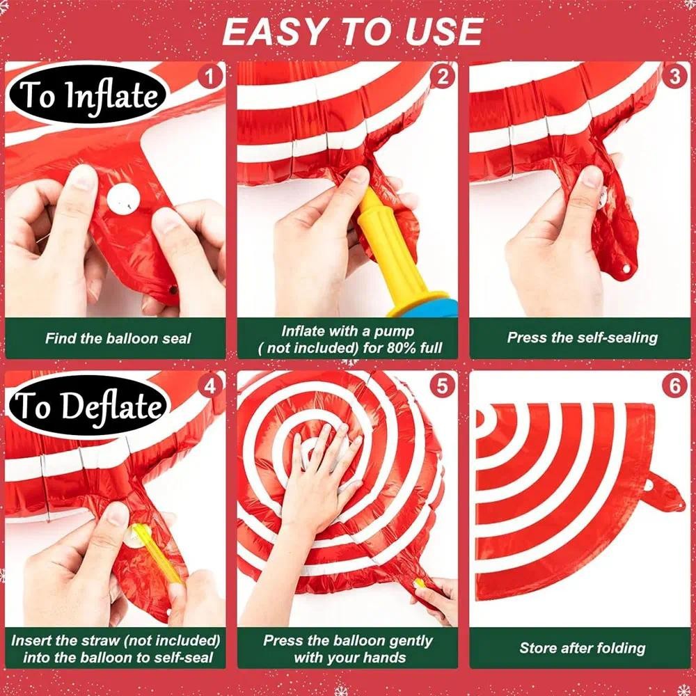 1/2/5Pcs Christmas Foil Balloons Large Lollipop Candy Cane Starburst ...