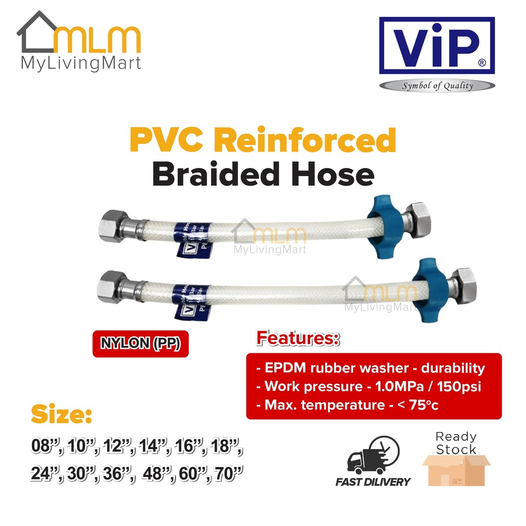 ViP 8"- 72" PVC Nylon Reinforced Braided Flexible Hose PP Spring Pipe ...