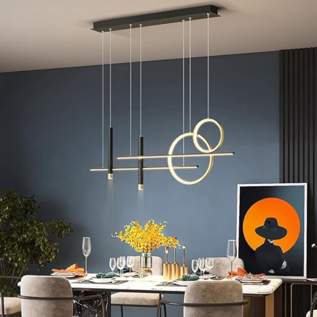 Modern LED Linear Chandeliers Hanging Light Office Kitchen Pendant ...