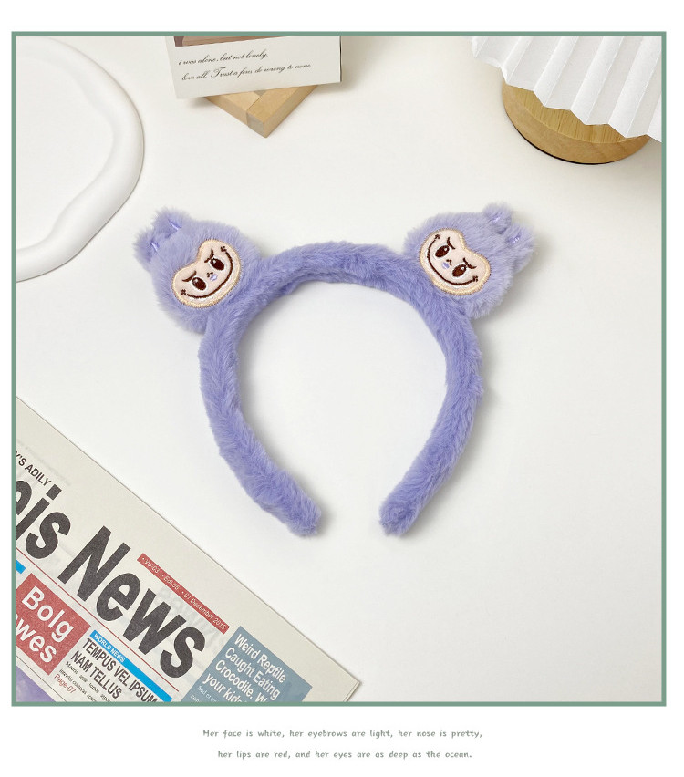 Cute Cartoon Labubu Plush Headband Hair Accessory Face Wash Headband ...