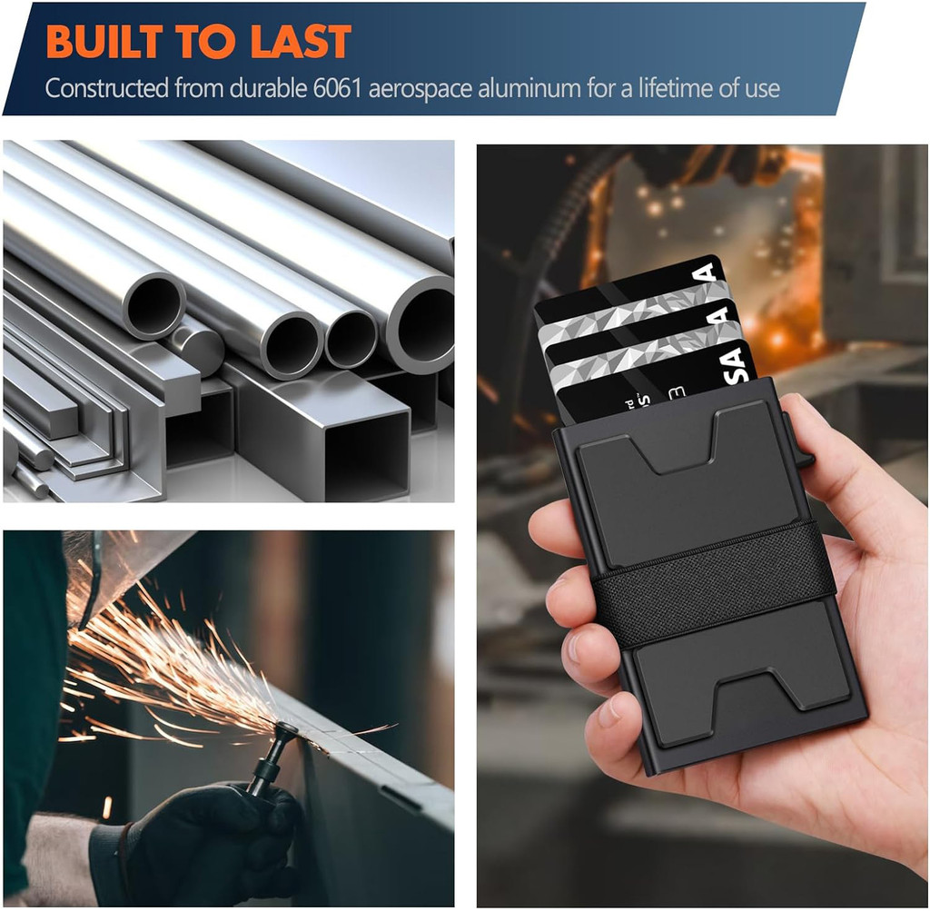 Aluminum Metal Card Holder Wallet-RFID Blocking Pop Up Minimalist ...