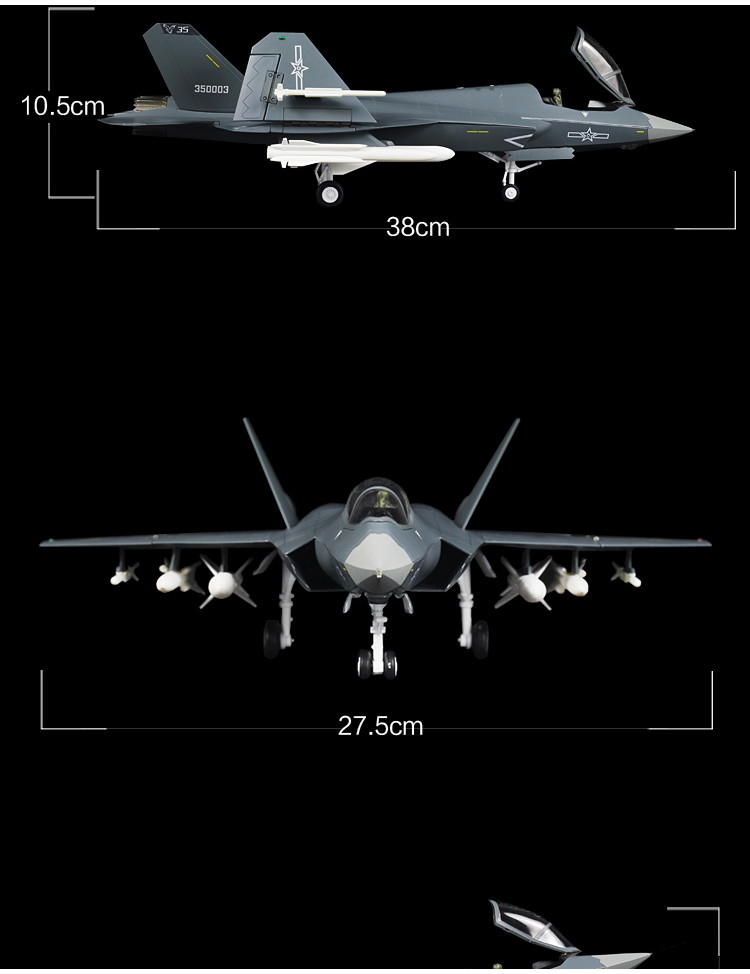 1: 48 J-35A Simulation Alloy Stealth Fighter j35 Carrier Aircraft Model ...