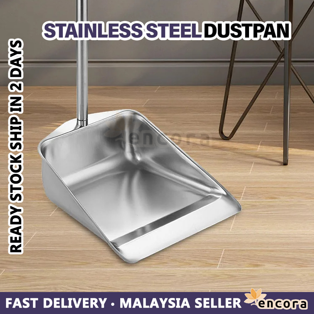 [1PC] Encora Stainless Steel Dustpan With Long Handle Garbage Shovel ...