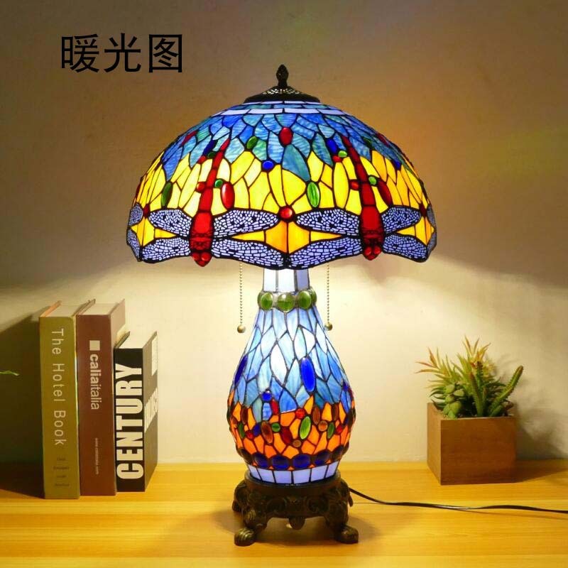 Retro Colored Table Lamp Luxury Home Desk Lamp 30/40cm Handmade Stained ...