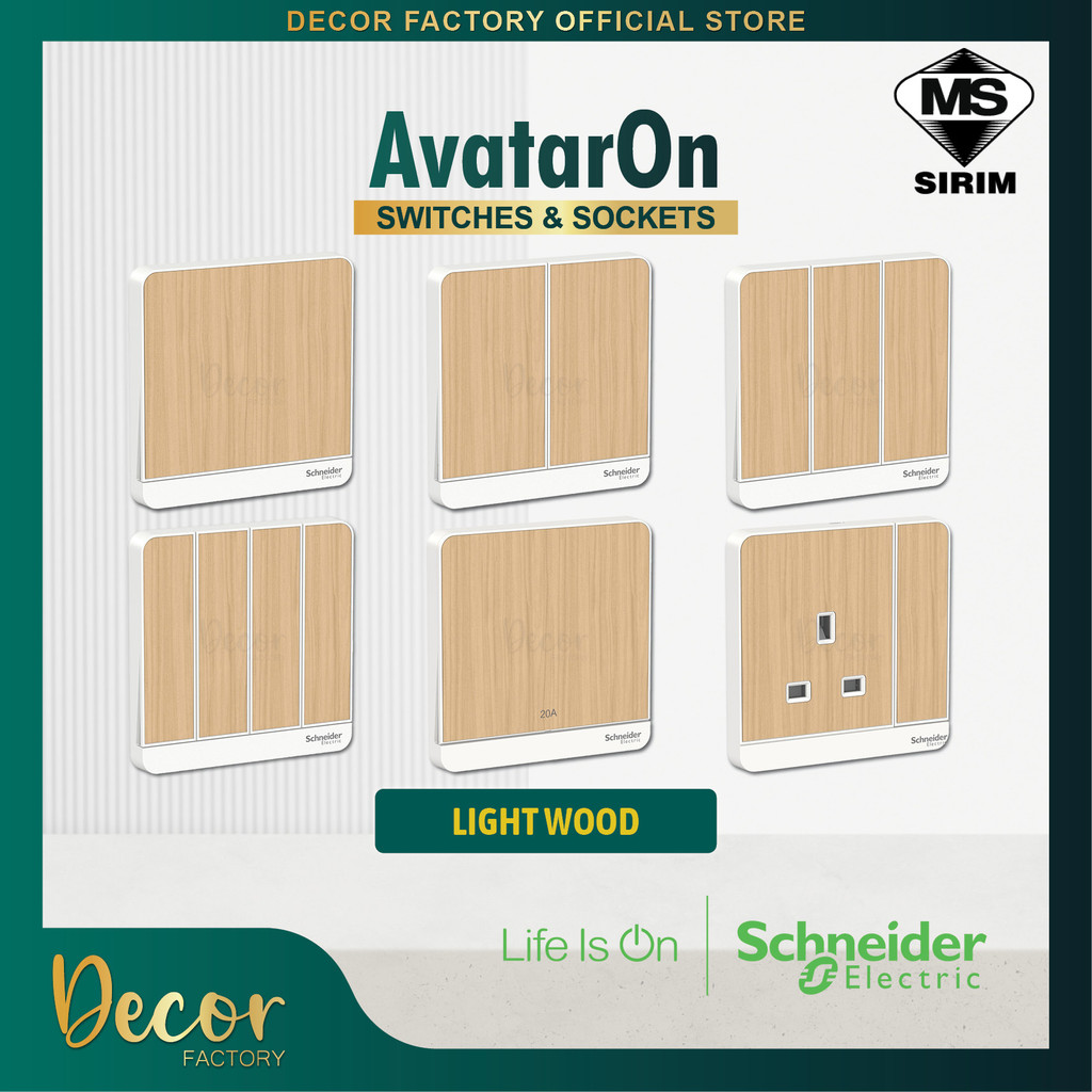 SCHNEIDER AvatarOn Switches & Sockets Light Wood With SIRIM 1/2/3/4 ...