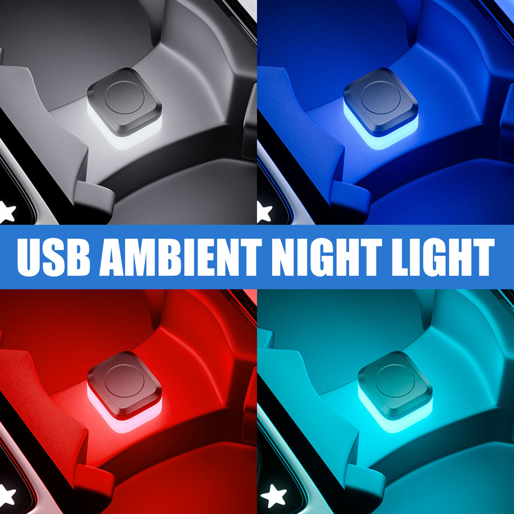 4Pcs USB Mini Car LED Ambient Light - Universal Interior Lighting Colorful Decorative Atmosphere ...