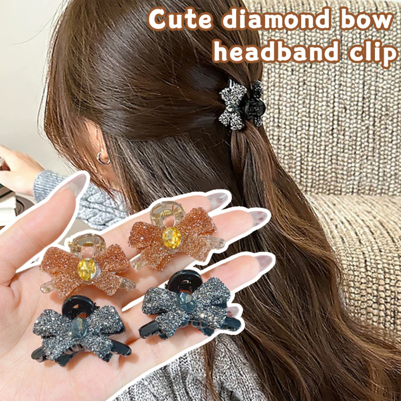 2Pcs Girls Full Diamond Bowknot Mini Hair Clip - Explosion Hair Clamp ...