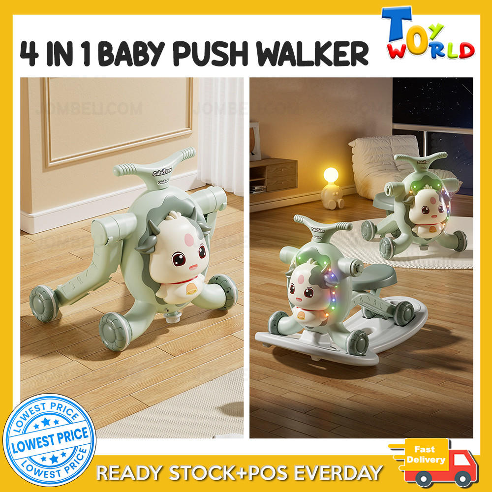 4 IN 1 BABY PUSH WALKER With Music Stand-To-Sit Walkers Adjustable ...