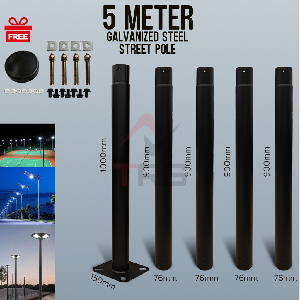 Lamp Pole UFOSolar street light pole 4M Heavy Duty Galvanized Steel Split Connect Mounting pole ...
