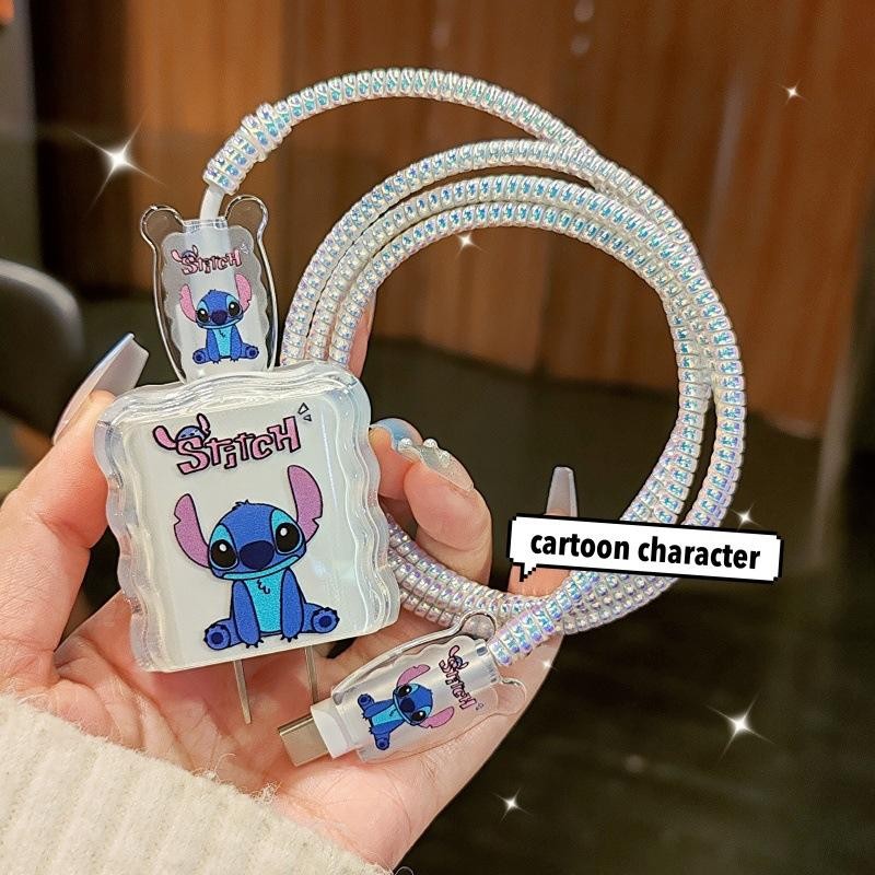 5PCS Cartoon Stitch Charging Data Cable Protector Winder Accessories ...