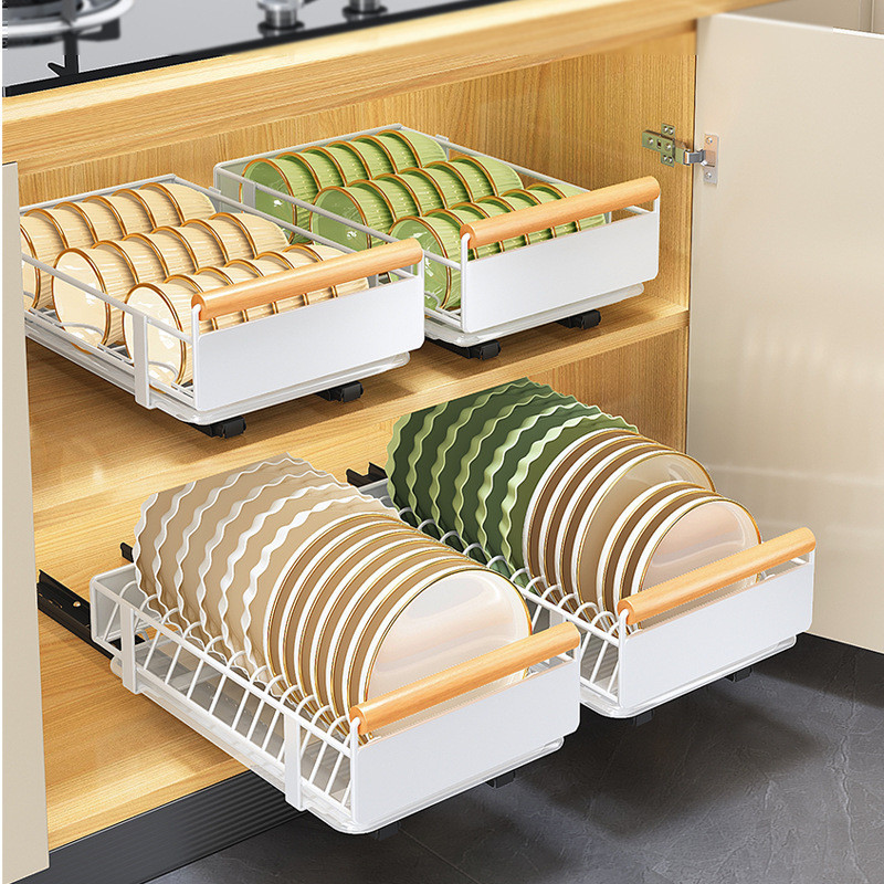 Pull Out Basket Kitchen Cabinet Dish Rack Pull Out Drawer Organiser ...