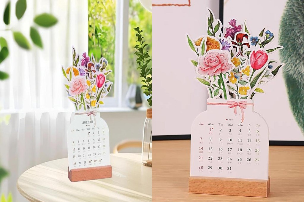 Detachable Monthly Calendar Decorative Desk Calendar Bloomy Flowers ...