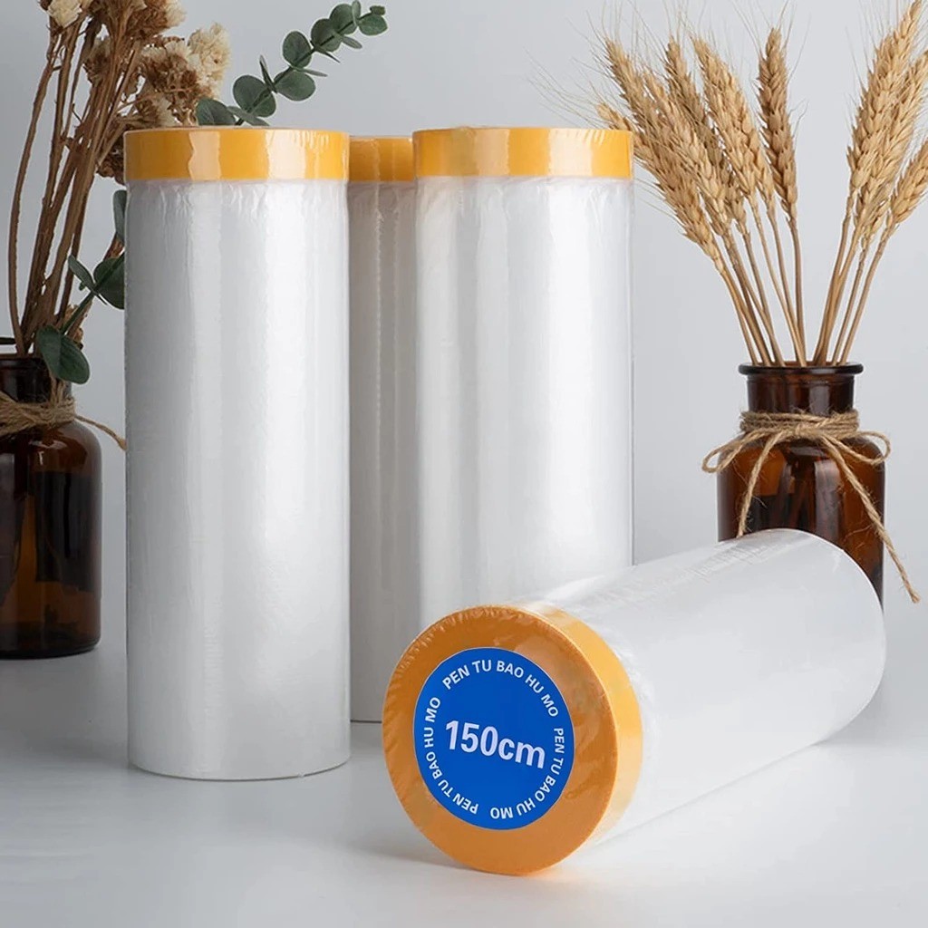 Masking Film with Tape 110/200/270cm Painting Protection Covering for ...