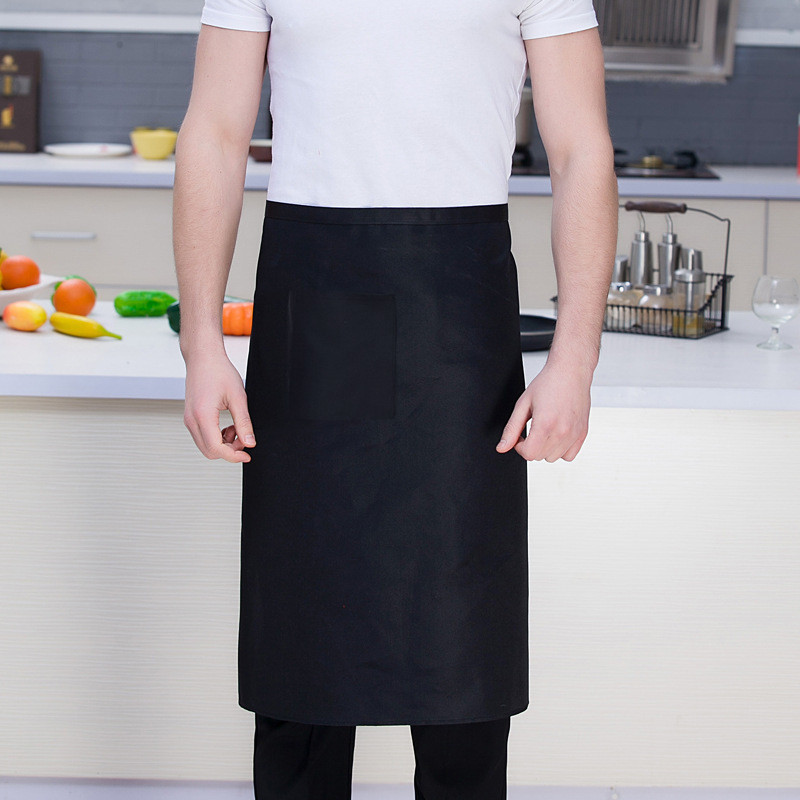 Kitchen Waterproof Half-Body Waist Apron With Pocket Unisex Polyester ...