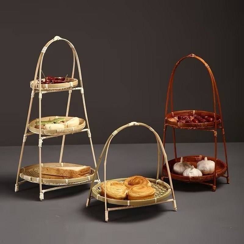 3/2/1 Layers Bamboo Tray Bakul Rotan Bertingkat Layer Fruit Basket ...