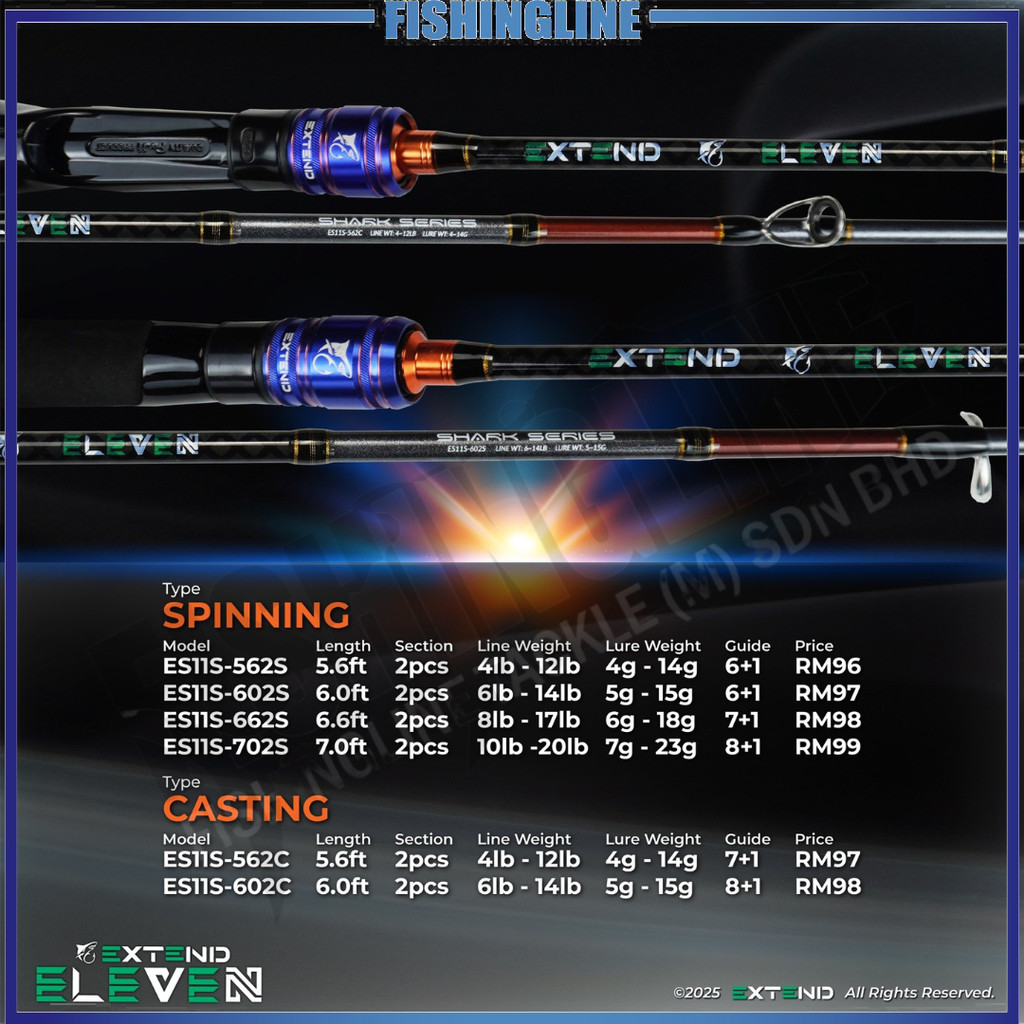 EXTEND SHARK ELEVEN SHARK 11 SERIES FISHING ROD|HMCC|FUJI REEL SEAT ...