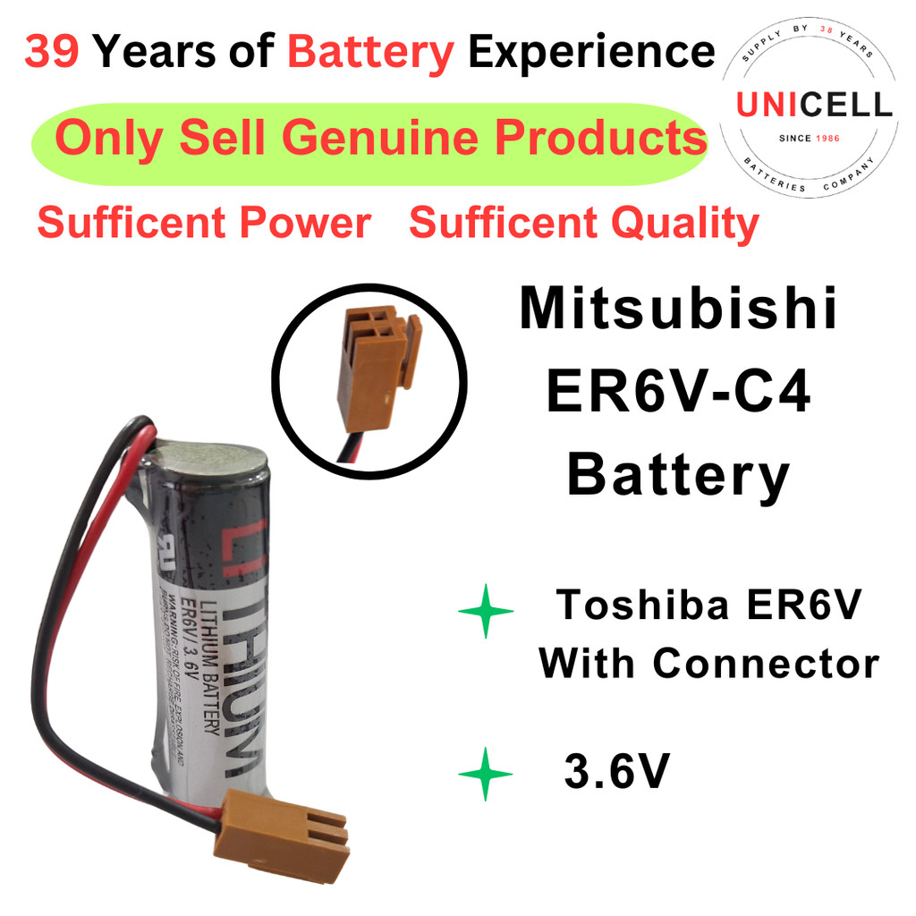 Toshiba ER6V with connector 3.6v Mitsubishi ER6V-C4 battery | Shopee ...