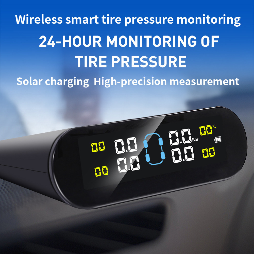 NEW External Tire Pressure Real-time Display Solar Power&USB Charge Auto Security Alarm Device ...