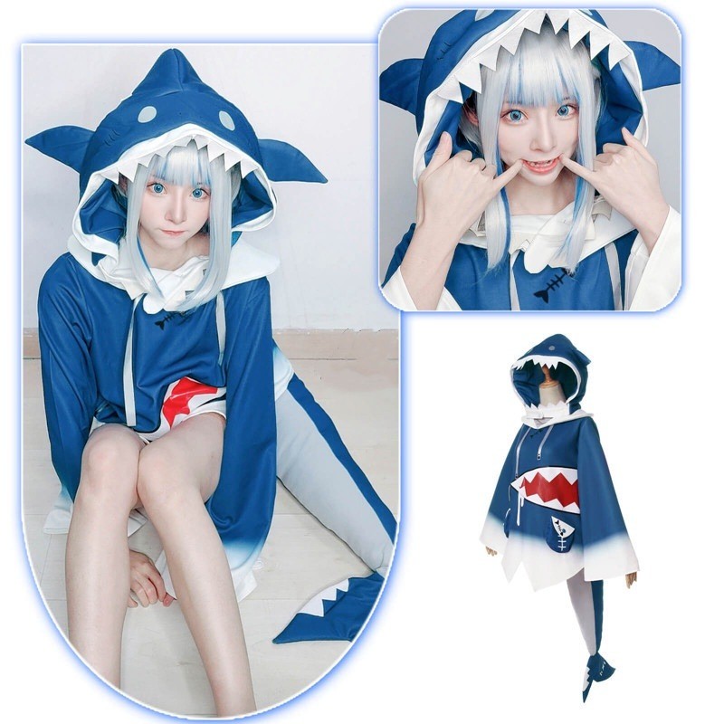ZST New Hololive Gawr Gura Cosplay Costume ENG Shark Costume for Women Halloween Youtuber ...