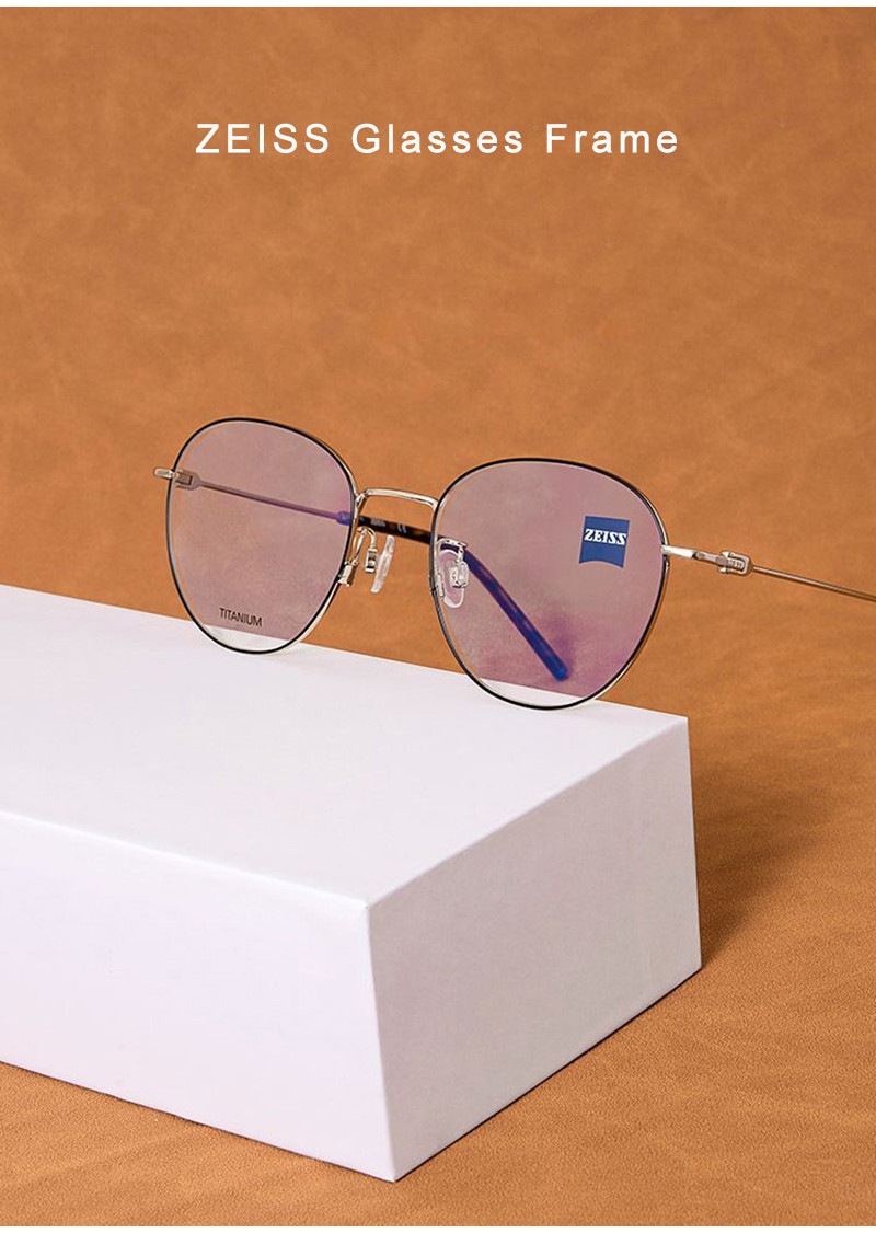 ZS22115 ZEISS Spectacles Non-allergic Pure Titanium Round Frame ...