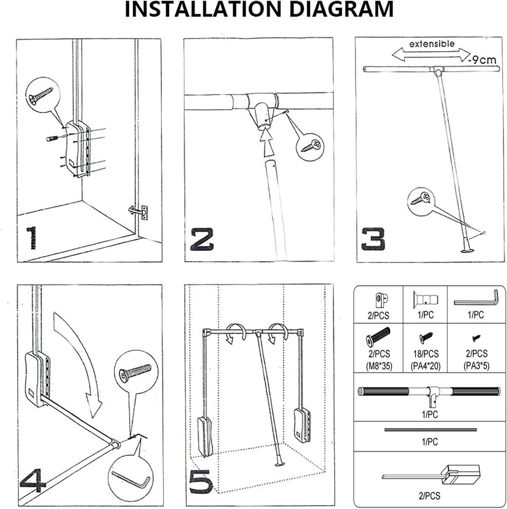 Wardrobe Pull Down Hanger Adjustable Cabinet Hanger Rod For Closet ...