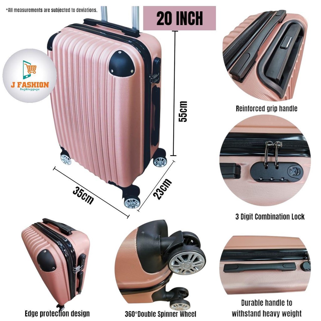 Plain travel luggage bag 16inch 20inch 24inch ABS material suitcase beg ...
