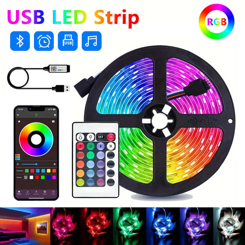 5050 LED Light Strip 5V USB 24 Button Remote Control+Bluetooth DIY ...
