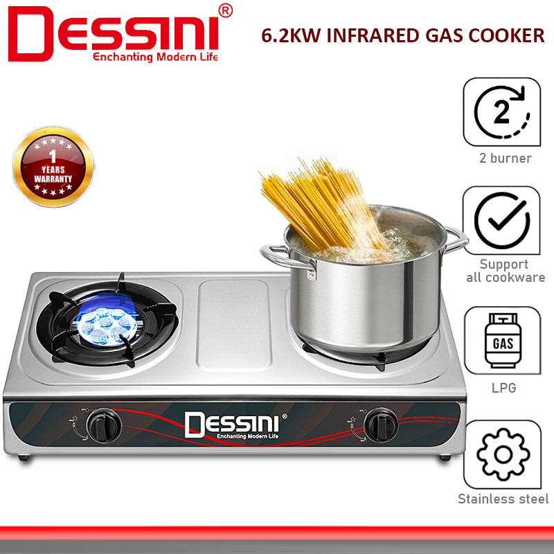 DESSINI ITALY Auto Ignition Infrared Gas Cooker Propane LPG Hob 2 ...