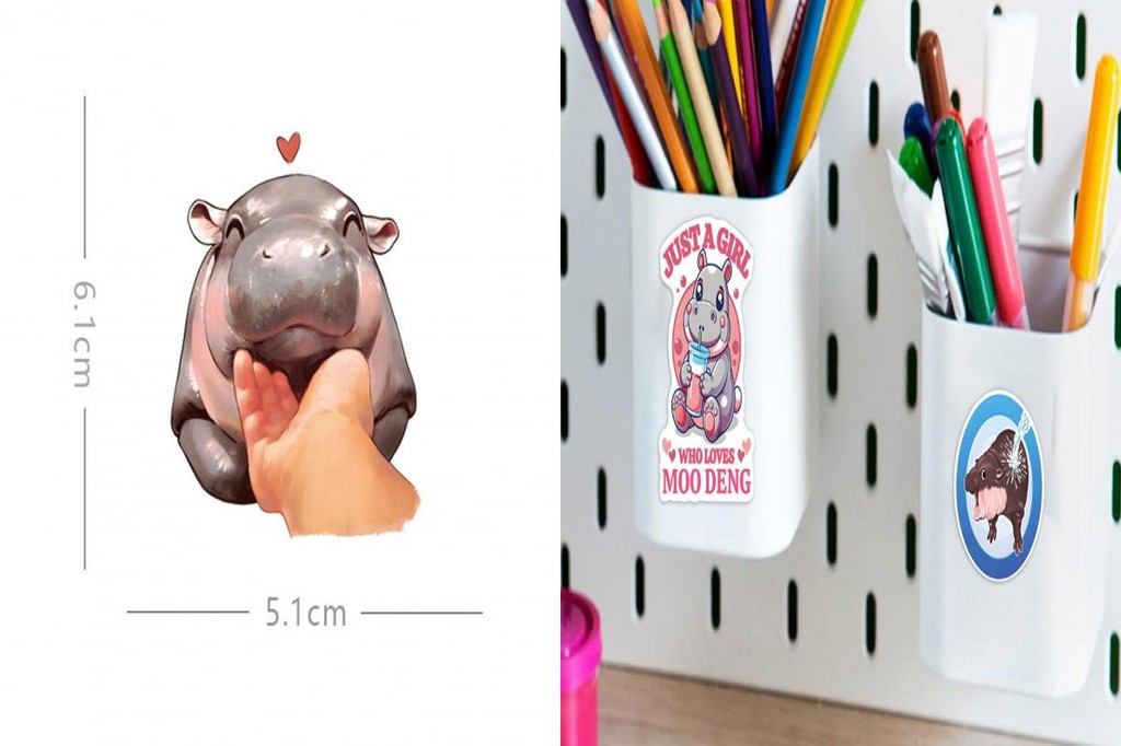 PA| Hippo Decals Versatile Sticker Set 50pcs Cute Hippo Laptop Stickers ...