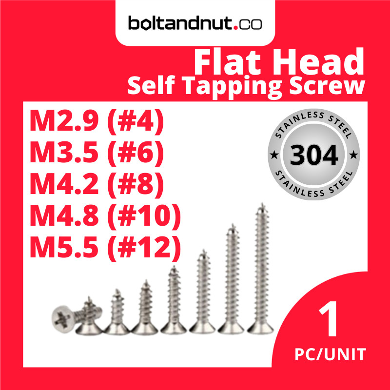CSK Phillips Flat Head Self Tapping Screw | SUS 304 Stainless Steel Grade A2-70 | M2.9 M3.5 M4.2 ...