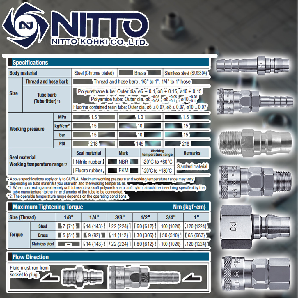 [100% Original] Nitto Hi-Cupla Series Quick Air Coupler Low Pressure Quick Air Coupler PM PF PH ...