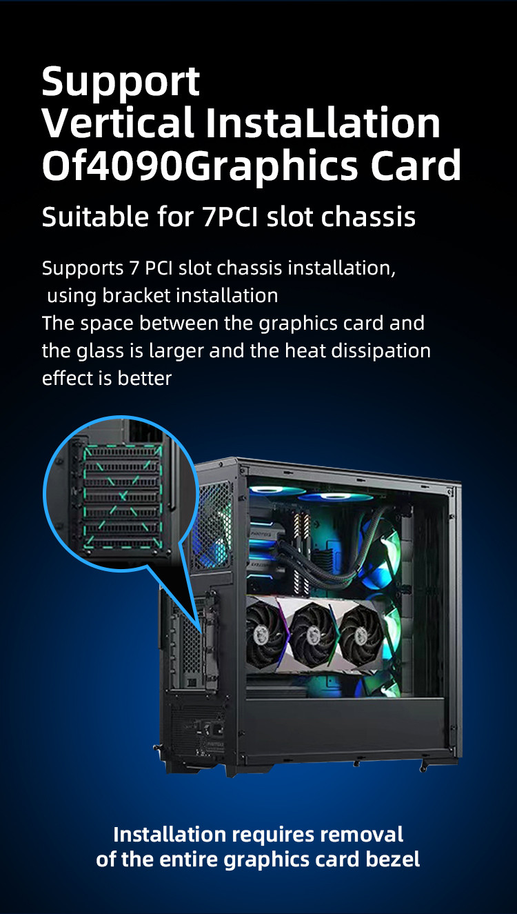 TEUCER L-Z3 GPU Vertical Mounting Bracket Kit, PCIe 4.0 X16 Riser Cable ...