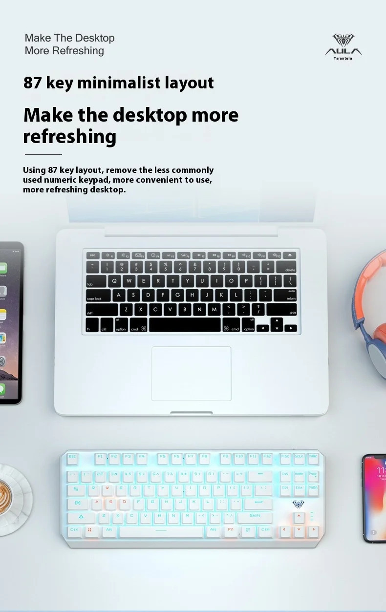 Aula F3087 Mechanical Keyboard Wired 87 Key Esports Game Desktop ...