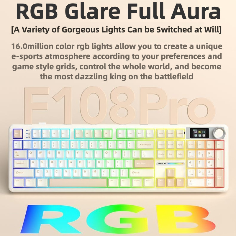 AULA F108pro Mechanical Keyboard E-sports Game Wireless 2.4g Bluetooth ...