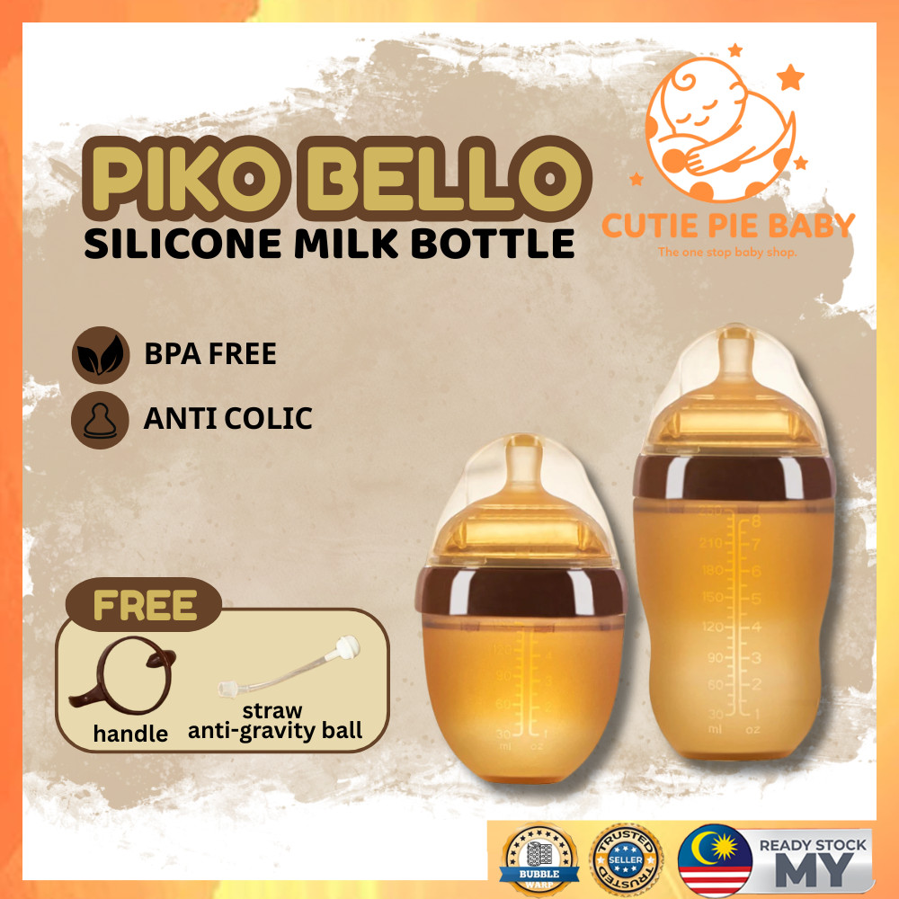 PIKO BELLO 150/260ml Baby Milk Bottle Silicone Wide Neck, Anti-Colic ...