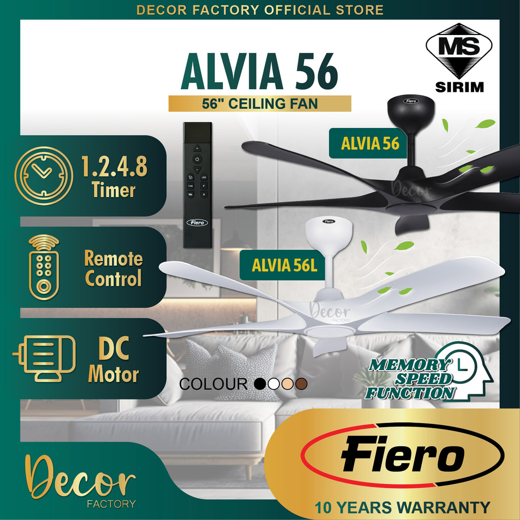 FIERO Fan FIERO ALVIA 56 Inch 5 Blades 24 Speed DC Motor With Remote ...