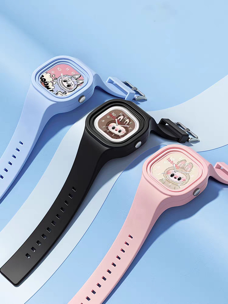 Labubu Children's Watch, Pink Waterproof Silicone Girl Cartoon Cute ...