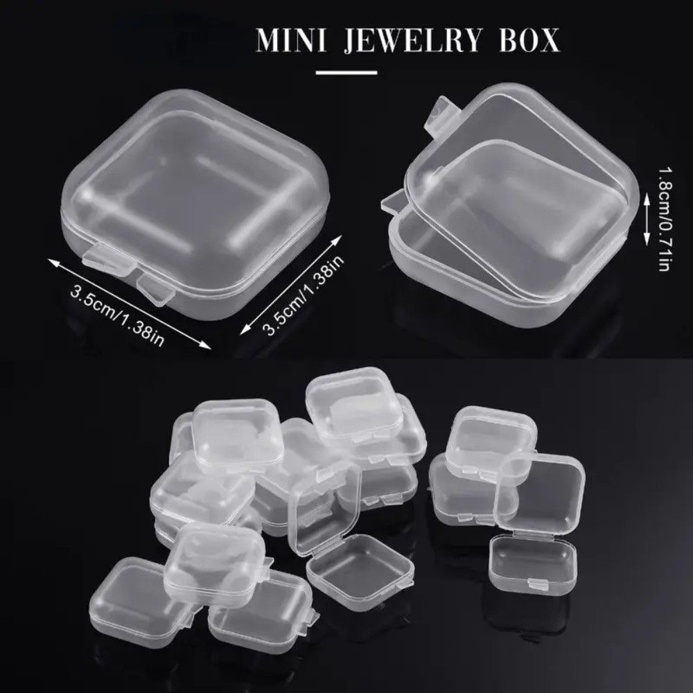 1/5/10 Packs Clear Boxes Square Transparent Plastic box Jewelry Storage Case Finishing Container ...