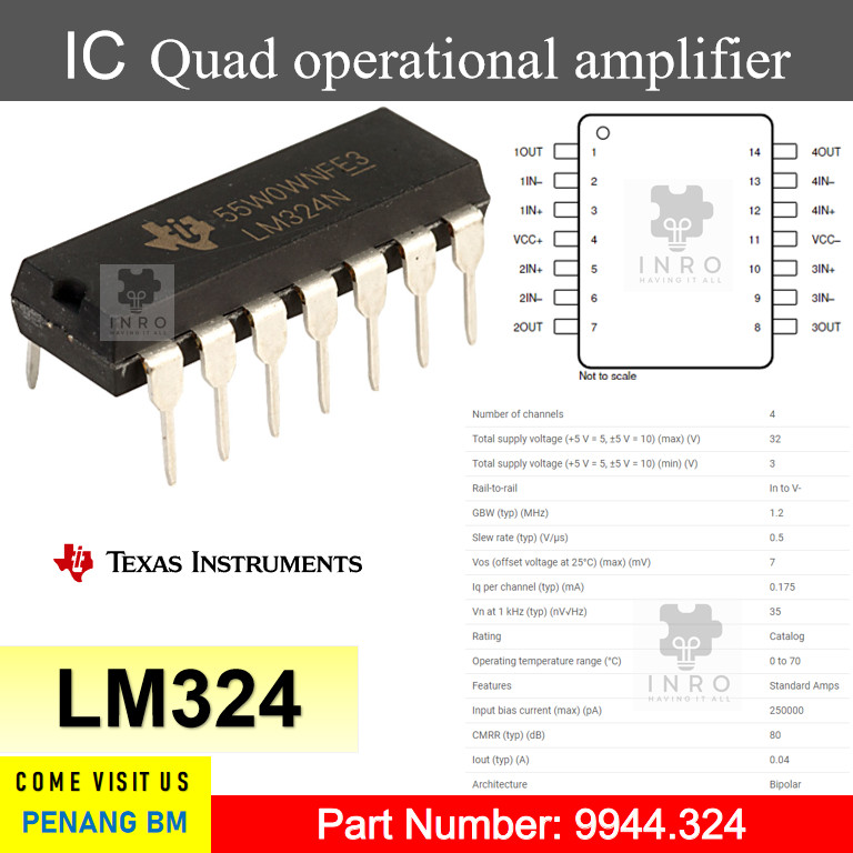 [Original TI Brand] LM324N LM324 Op-Amps IC (DIP14) | Shopee Malaysia