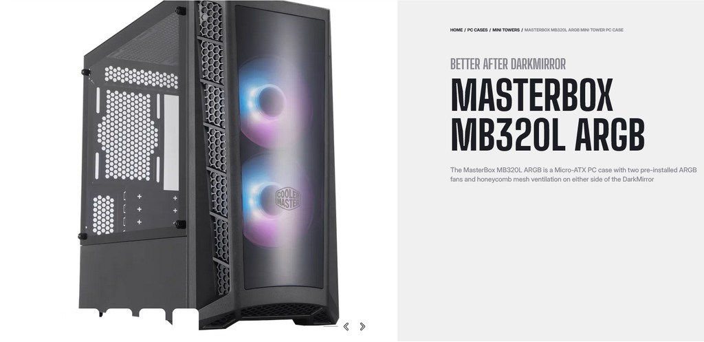Cooler Master MasterBox MB320L ARGB MATX Case with Controller Casing ...