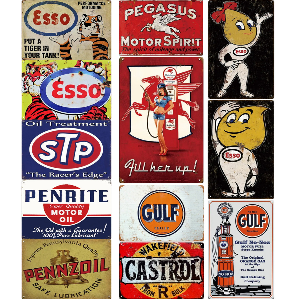 Vintage Gas Station Metal Sign Classical Edition Esso Extra Motor Tin ...