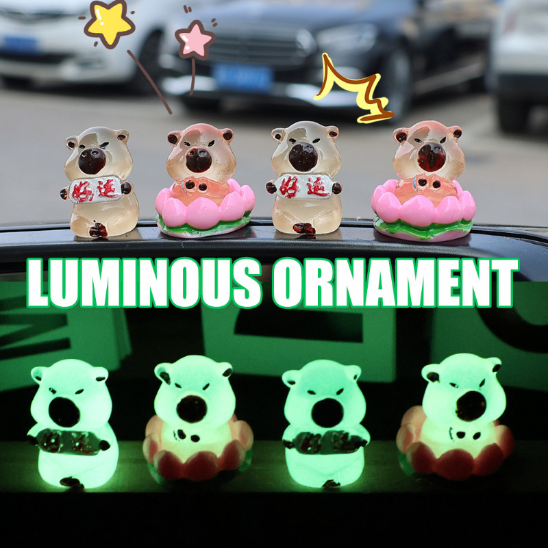 Luminous Capybara Resin Figurines Ornament - Mini Capybara Sculptures Craft - Cartoon Animals ...
