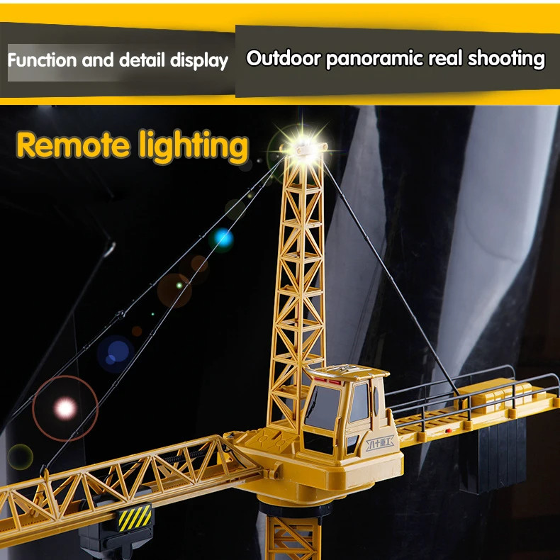 128CM RC Tower Crane Toys 2.4G Remote Control 6CH Large Crane ...