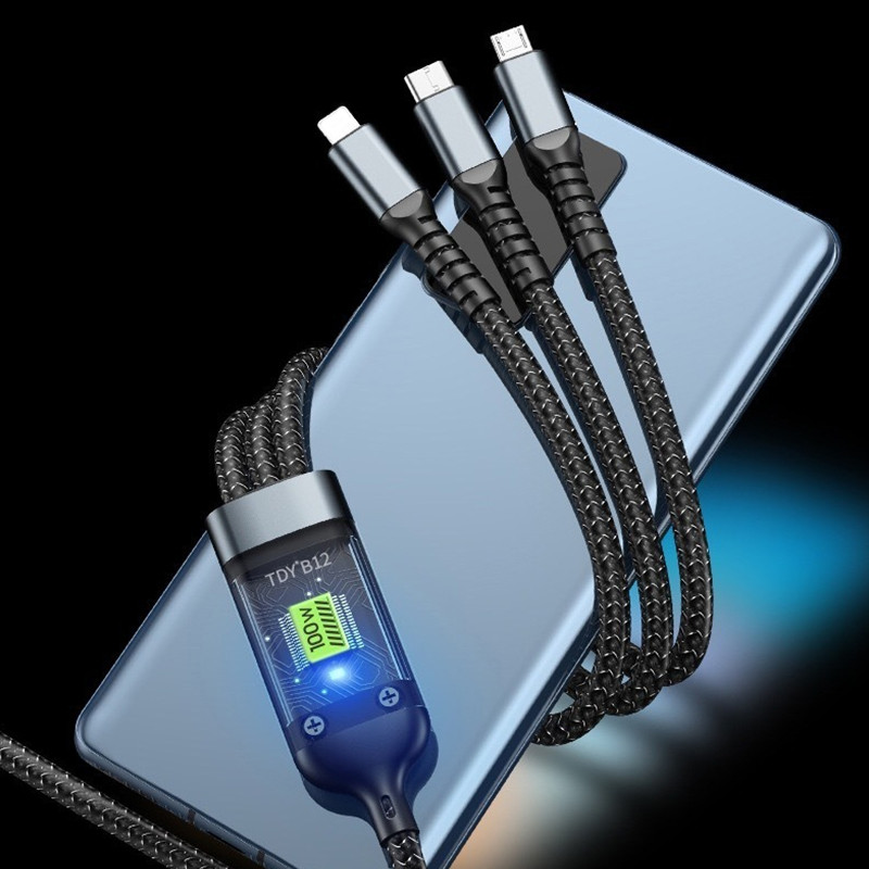 3-in-1 Charging Cable 100W Ultra Fast Charger USB Cable for Mobile ...